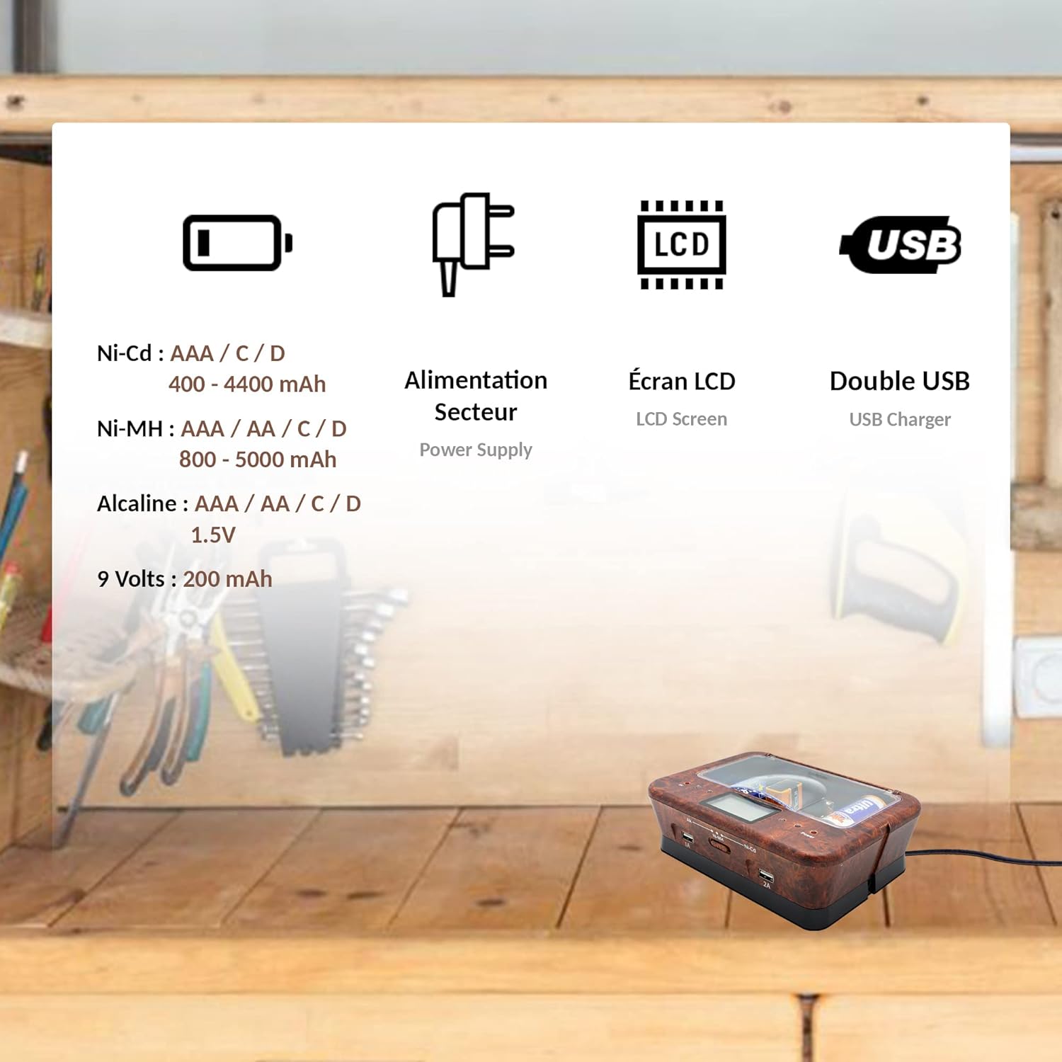 Incarcator pentru Baterii - AA/LR6, AAA/LR3, C/LR14, D/LR20, 9V, NiCd ...