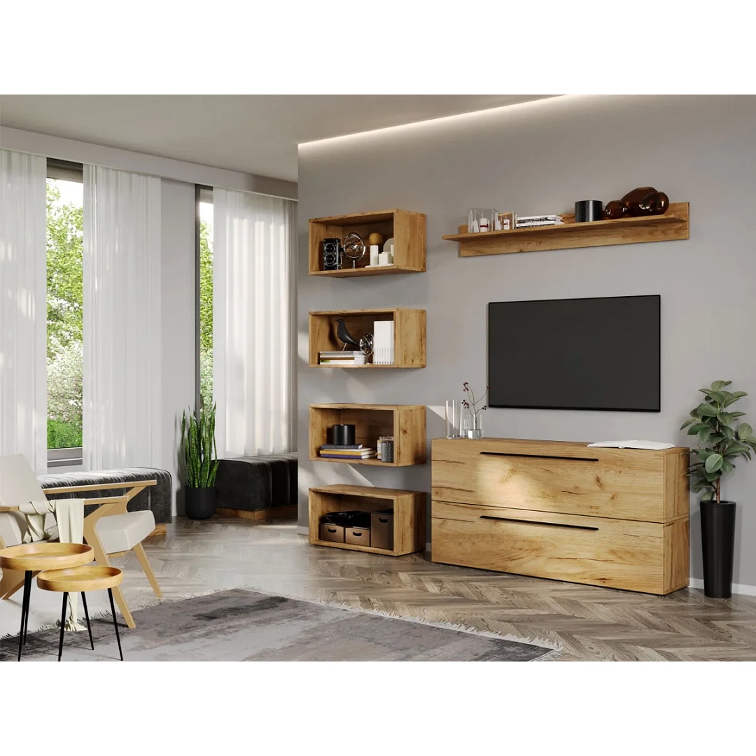 Set Mobila Living, Poem, C19, Stejar Auriu, L 180 x A 25 x H 185 cm ...