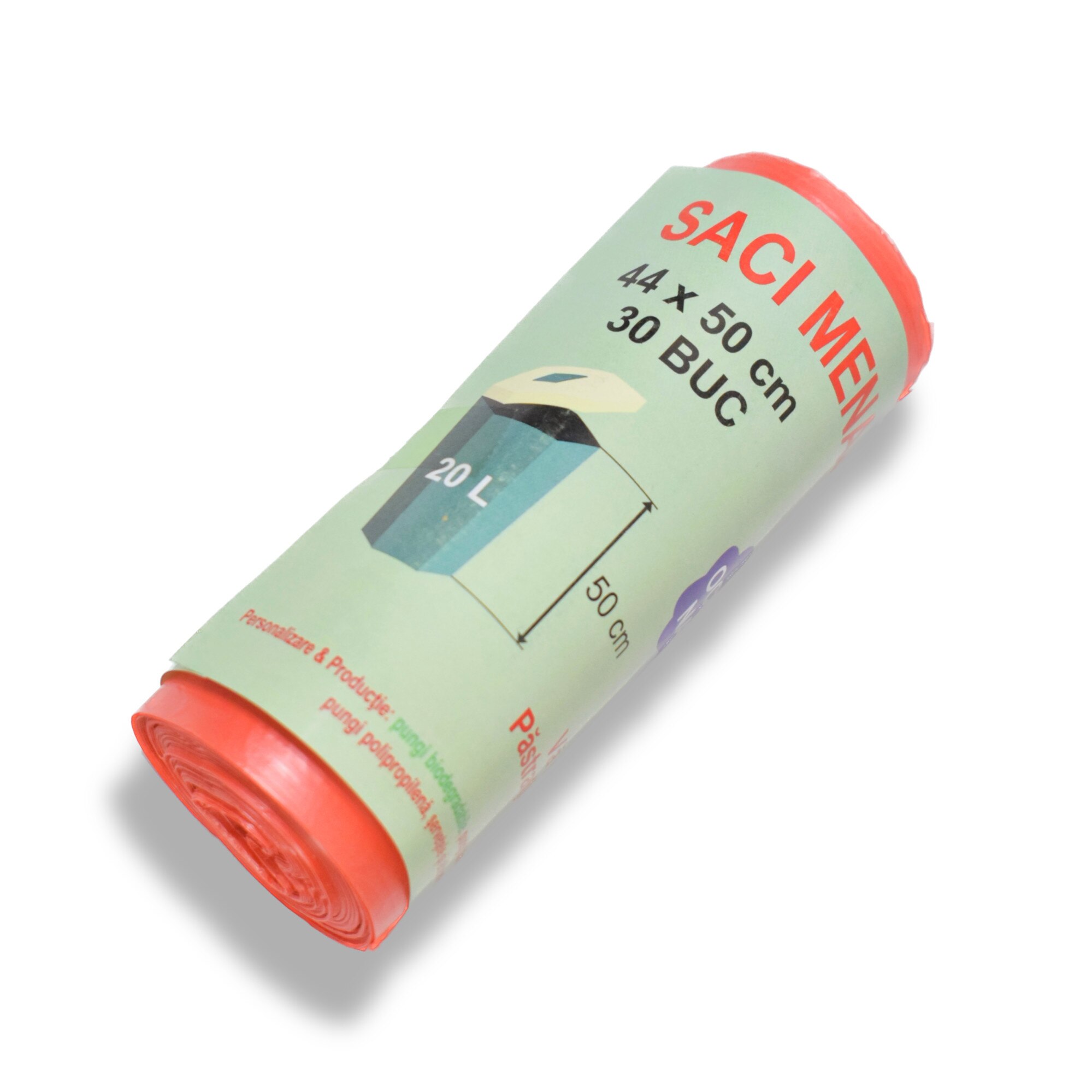 Saci menajeri / gunoi colorati DCA ambalaje, 44 x 50 cm, 20l, 30 buc/rola, rosu - eMAG.ro