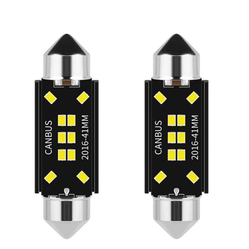 Комплект 2 LED крушки C5W Sofit 10 LED SMD Canbus без грешка 41 mm, BZRSH - eMAG.bg