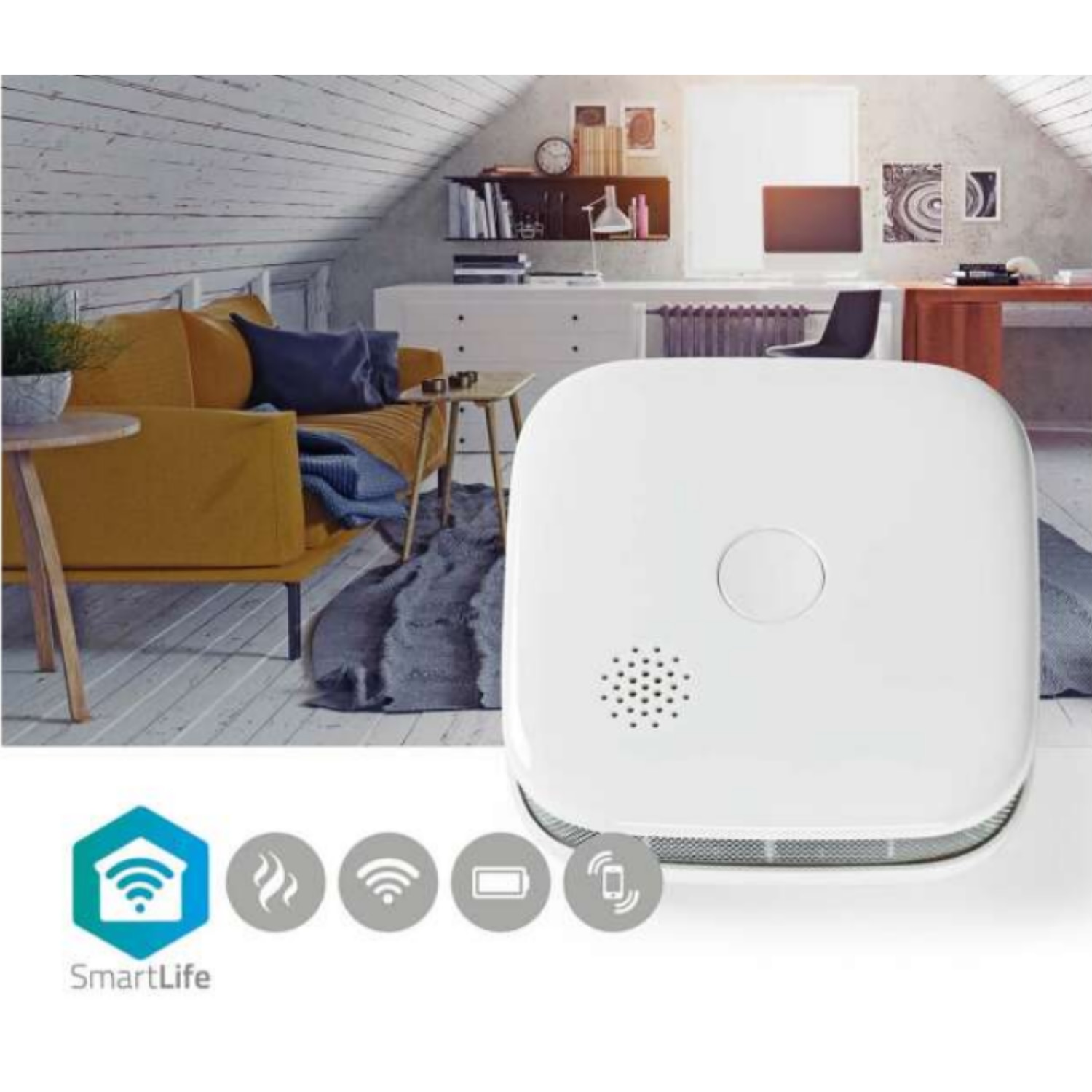 Detector Fum Inteligent LSC, Aplicatie Telefon Tuya, wifi 2.4 GHZ ...