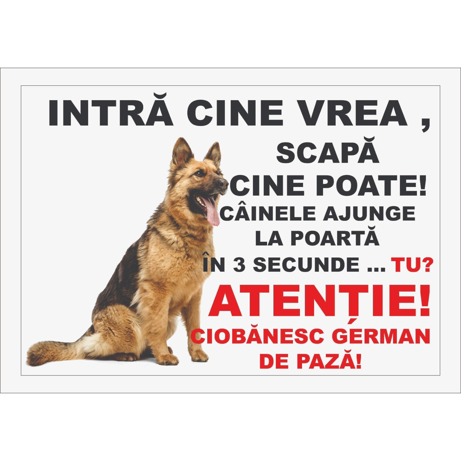 Placa avertizare / atentionare Caine Periculos, Ciobanesc German, TCL ...