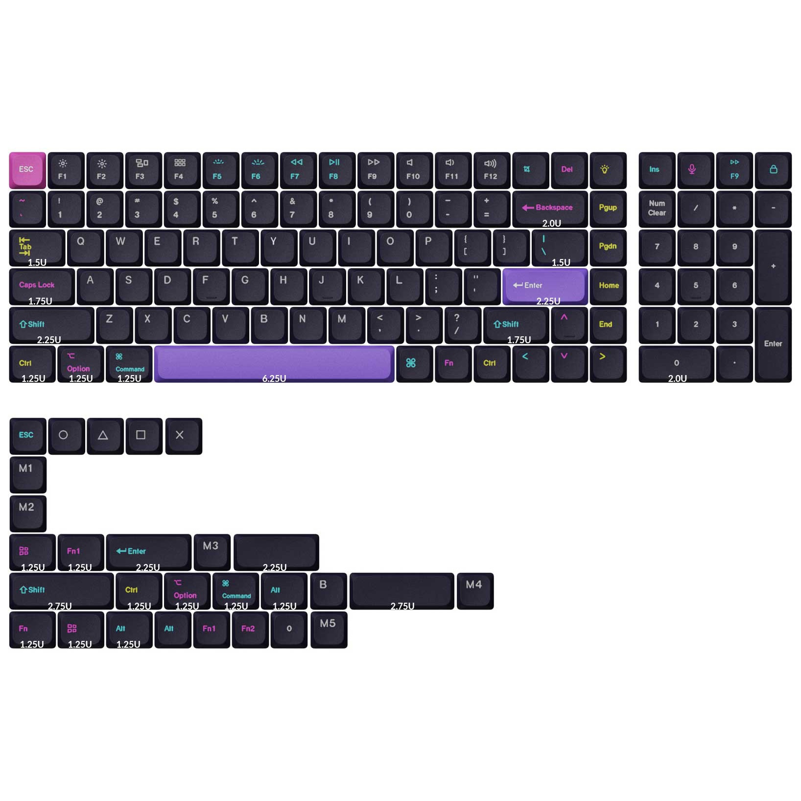 Kit butoane Keychron Low Profile Dye-Sub PBT LSA Full Set Keycaps ...