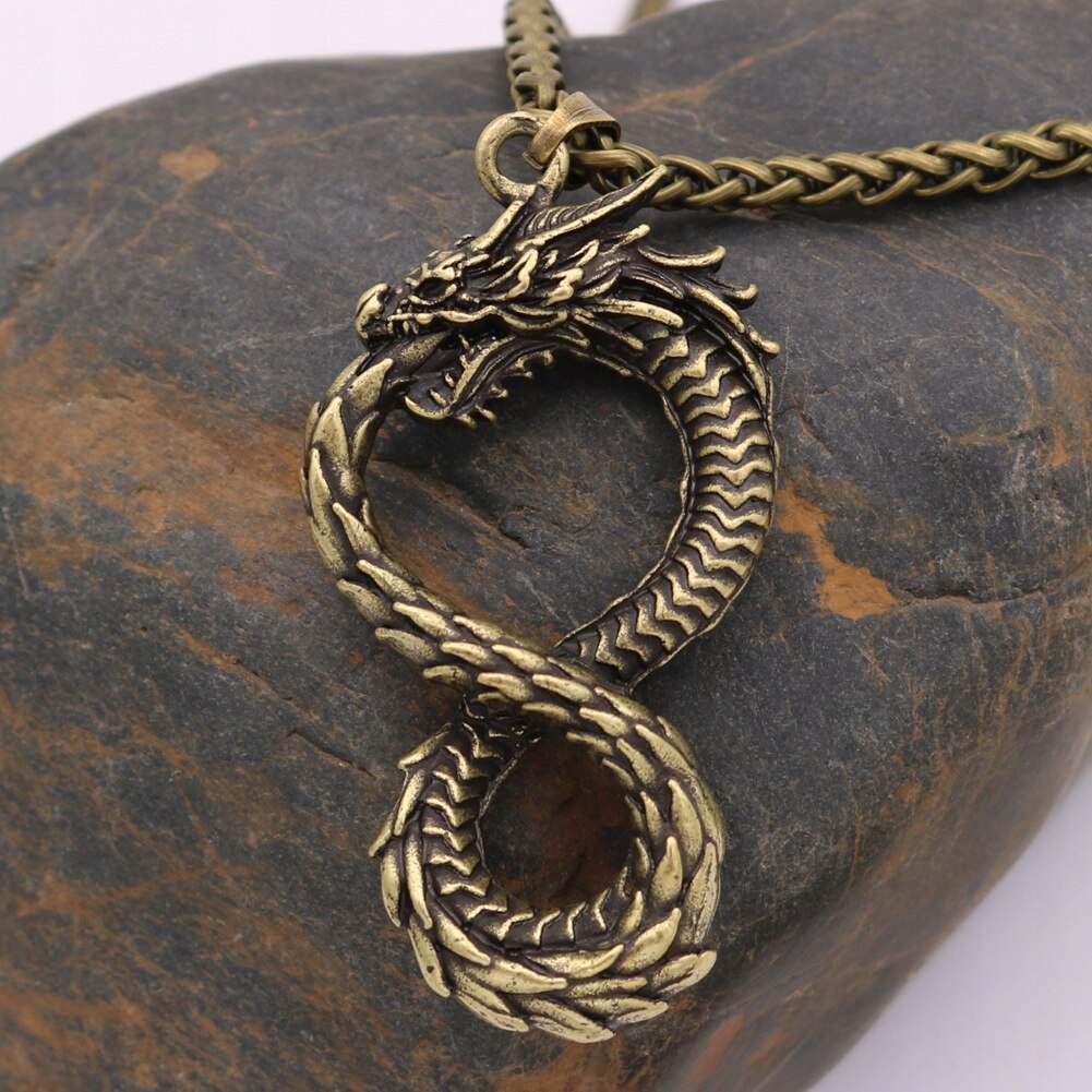 Colier barbati, Model Ouroboros 124, Aliaj metalic, 60 cm, Auriu - eMAG.ro