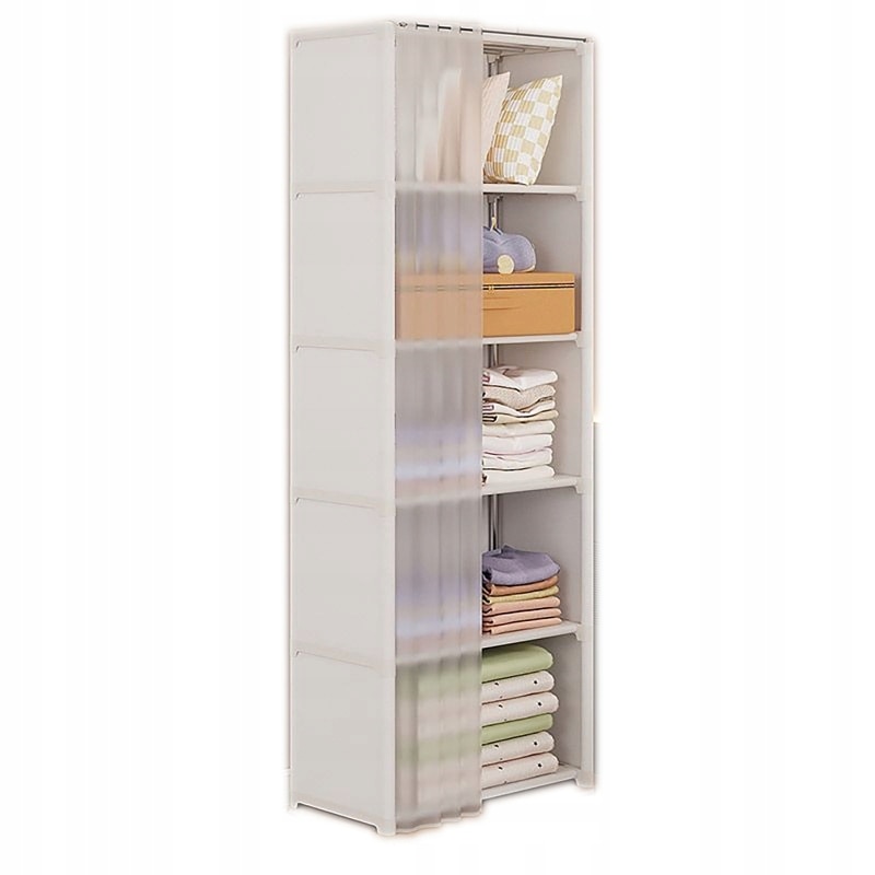 Dulap modular cu 5 rafturi, Plastic/ Metal, 155 x 28 x 40 cm, Alb - eMAG.ro