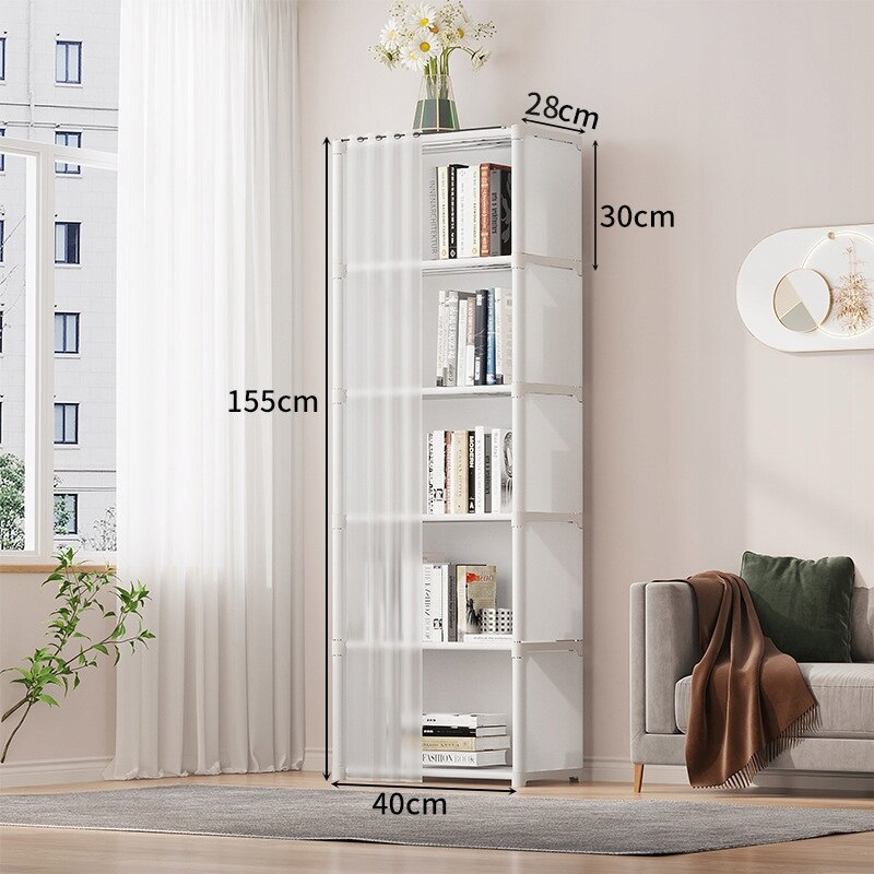 Dulap modular cu 5 rafturi, Plastic/ Metal, 155 x 28 x 40 cm, Alb - eMAG.ro