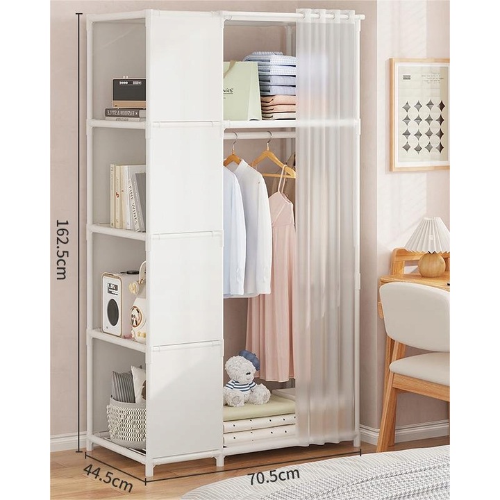 Dulap modular, EL136, Plastic/Metal, 162.5 x 70.5 x 44.5 cm, Alb - eMAG.ro