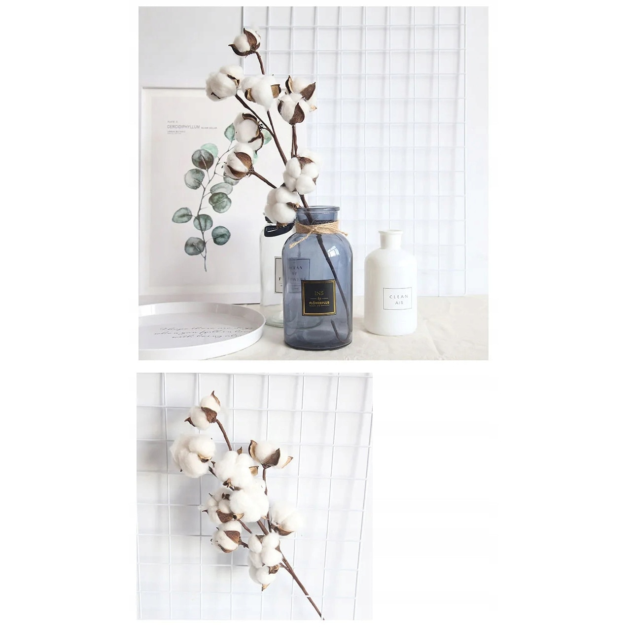 Planta decorativa, Bumbac, 53 cm, Alb/Maro - eMAG.ro