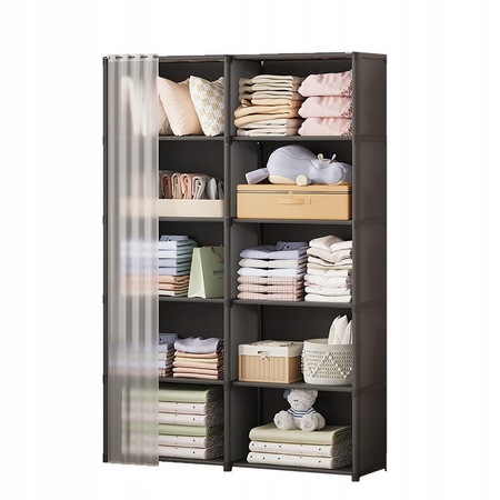 Dulap modular cu 10 rafturi, Plastic/Metal, 155x28x80 cm, Negru - eMAG.ro
