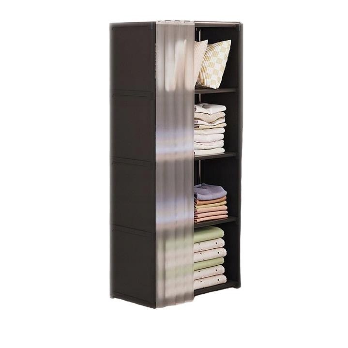 Dulap modular cu 4 rafturi, Plastic/Metal, 125x28x40 cm, Negru - eMAG.ro