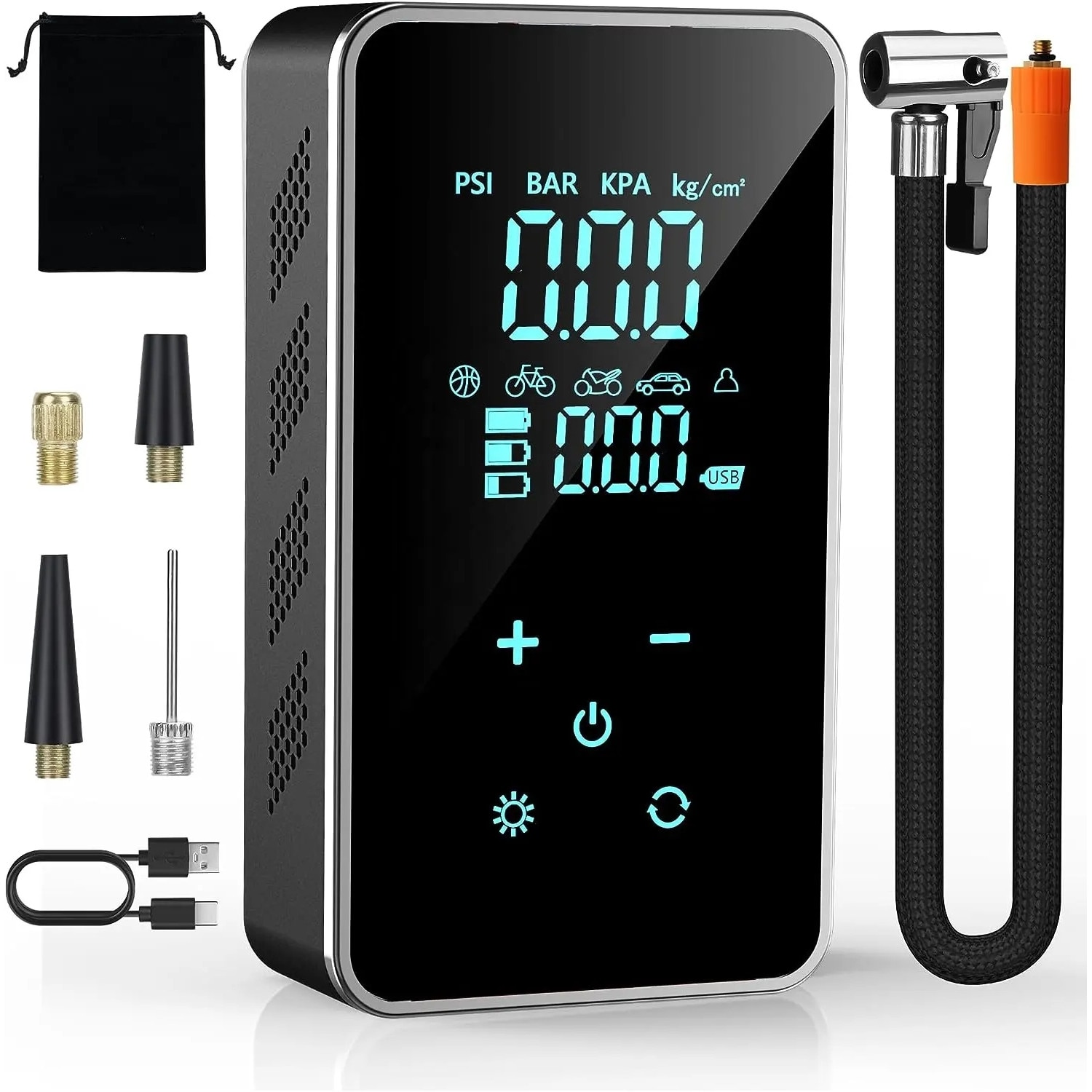 Compresor Auto Digital cu lumina LED, Power Bank 0.41kg, Negru - eMAG.ro