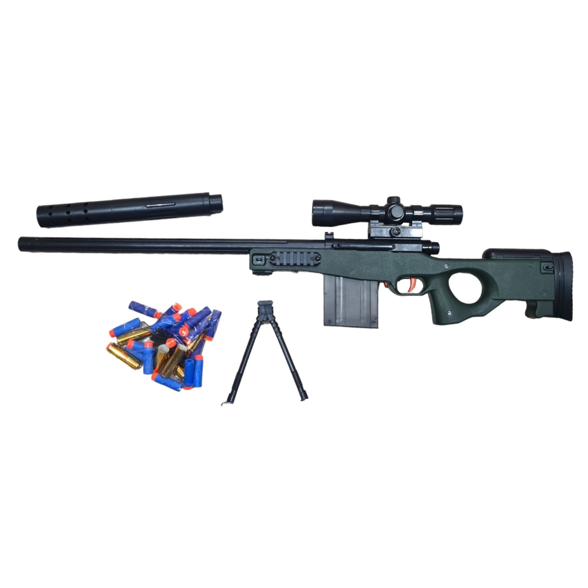 Pusca de jucarie cu luneta si incarcare manuala, 80 cm, cu 15 cartuse ...