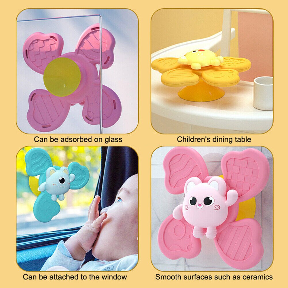 Set 3 jucarii interactive pentru copii, Zola®, model spinner cu ventuza ...