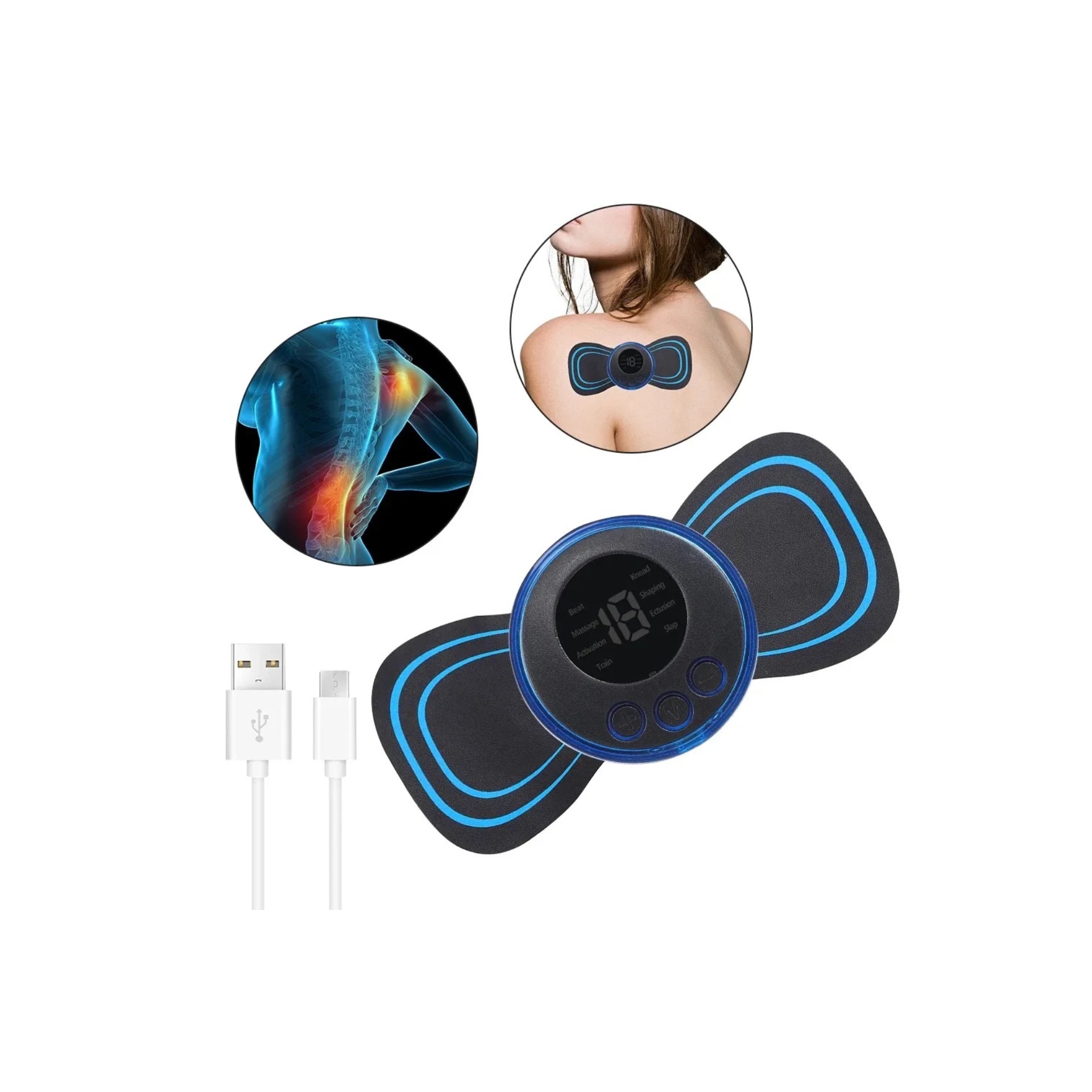 Mini aparat de masaj portabil, Electromagnetic cu 8 moduri, 19 viteze ...