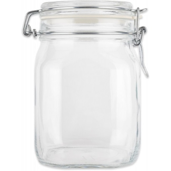 Borcan depozitare din sticla cu capac ermetic, 1000 ml, Banquet Value ...