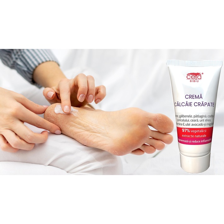 Crema reparatoare Calcaie Crapate cu uree, galbenele, patlagina, coada ...
