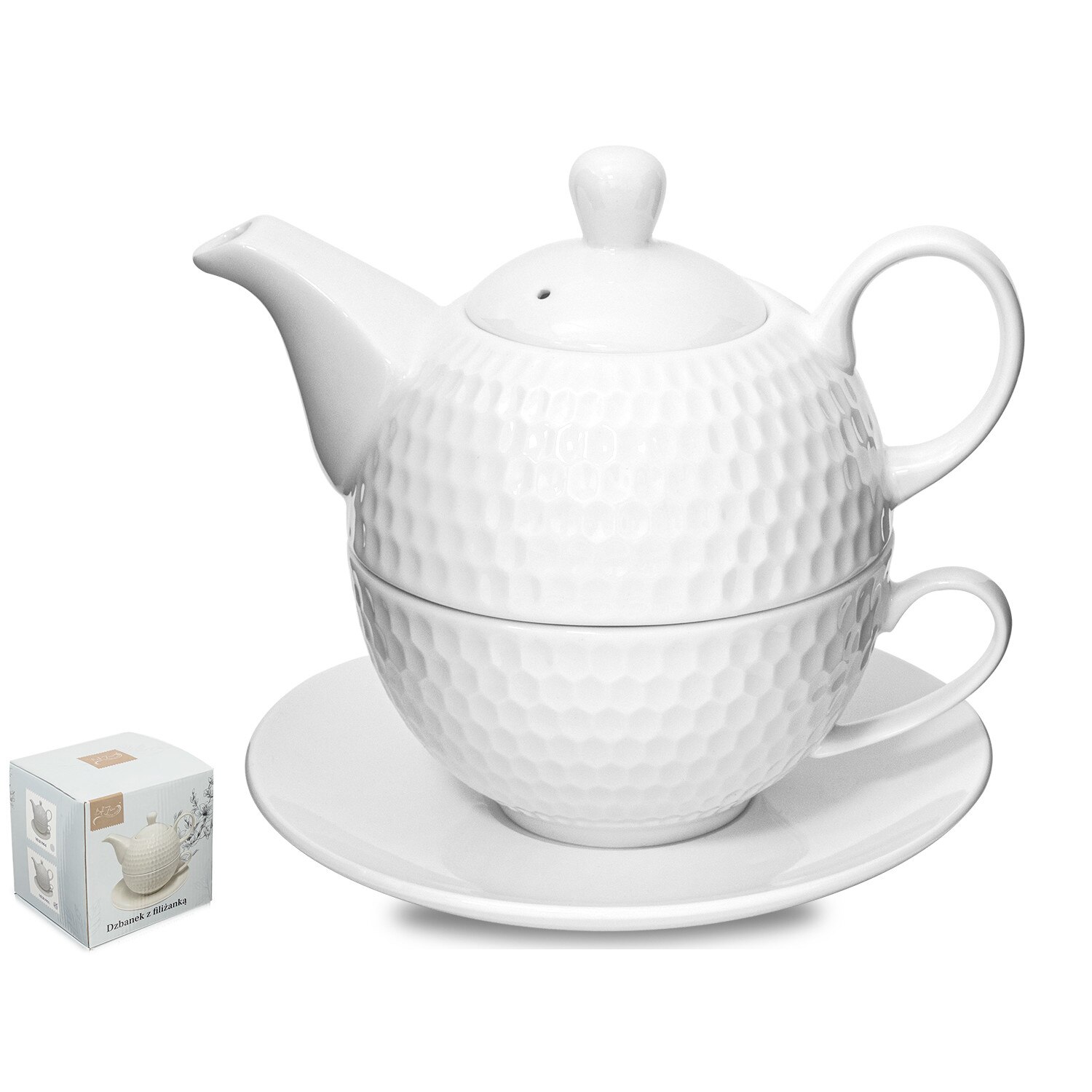 Ceainic cu ceasca, Bella fiore, Ceramica, Alb, 450 ml - eMAG.ro