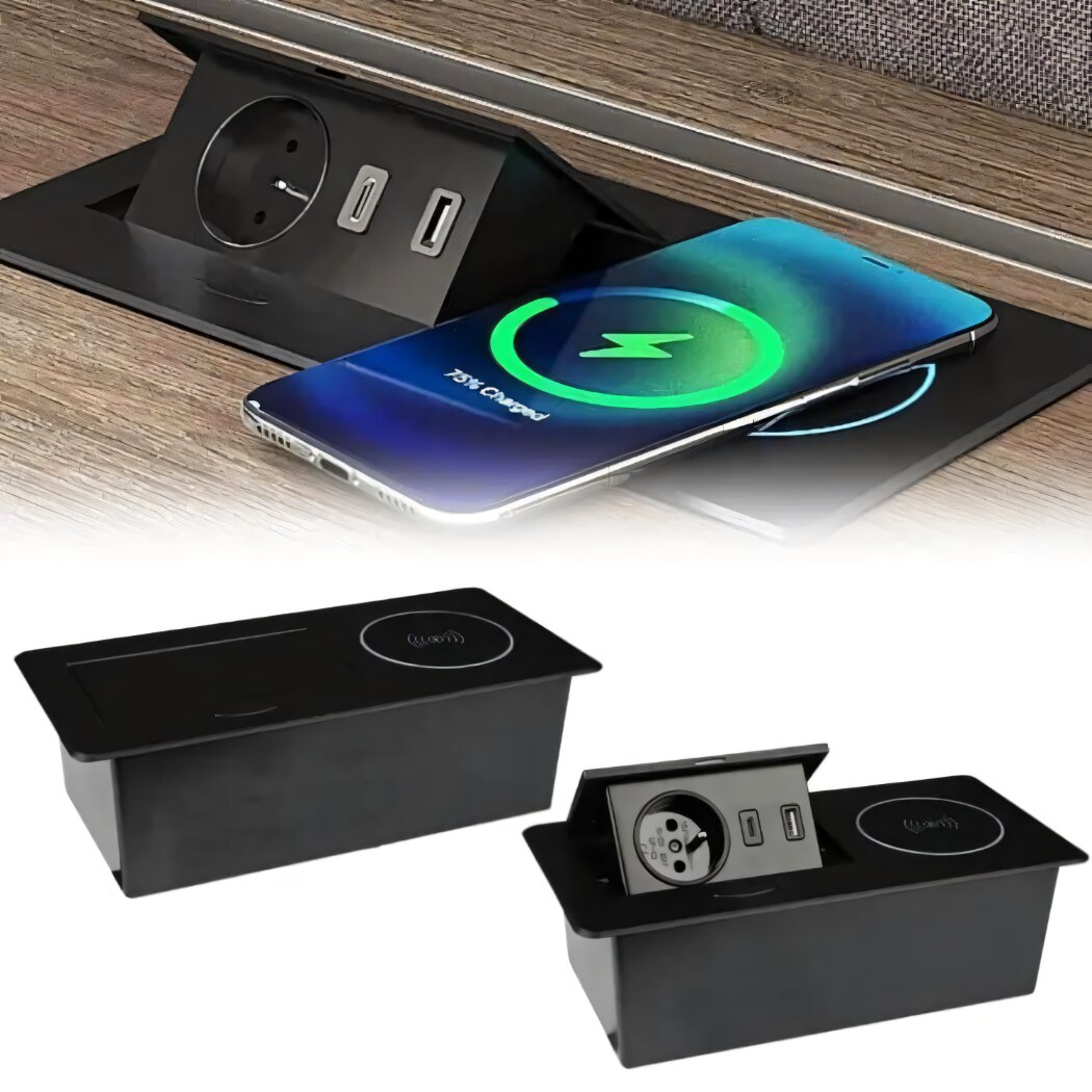 Priza Incastrata Dreptunghiulara, Zadabso®, 1 Priza Schuko, 2 USB A + C ...