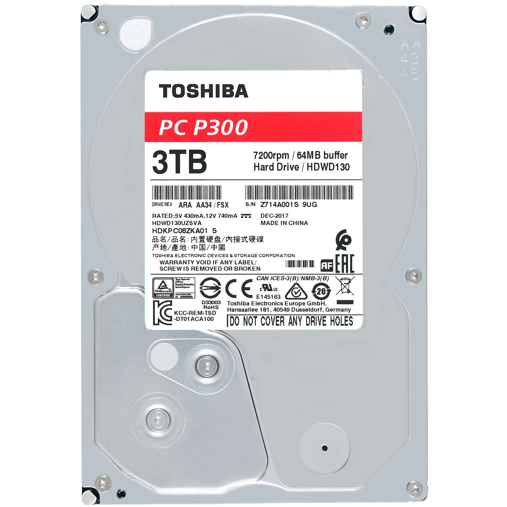HDD TOSHIBA P300, 2TB, 7200rpm, 256MB cache, SATA-III - eMAG.ro