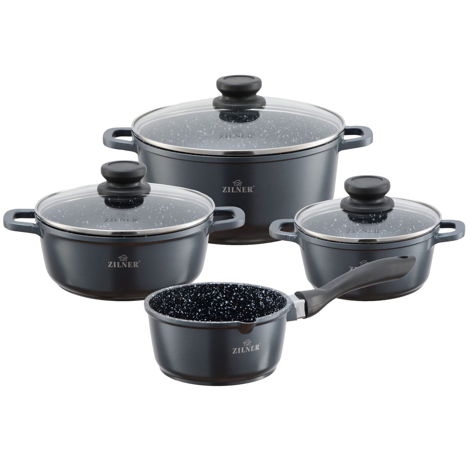 Set 4 oale, Zilner, Marmura, Negru - eMAG.ro