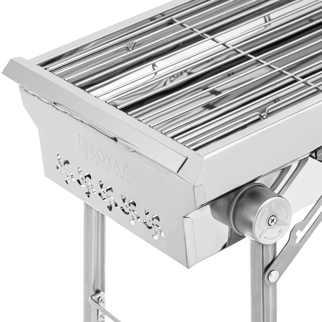 Gratar pliabil de carbune cu gratar, Royal Catering, Inox, 43 x 25 cm ...