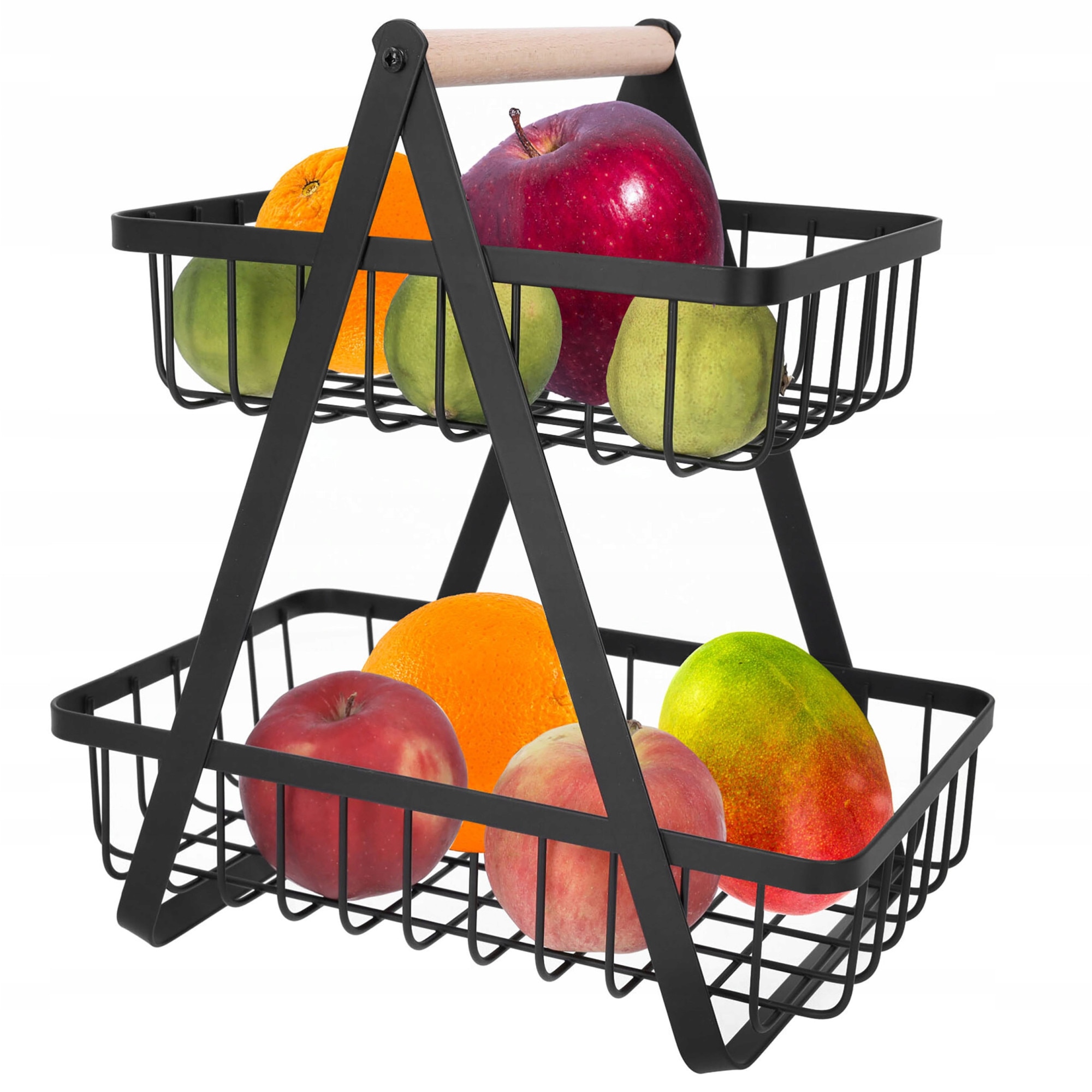 Cos de fructe dublu, ER4, Metal, Negru - eMAG.ro