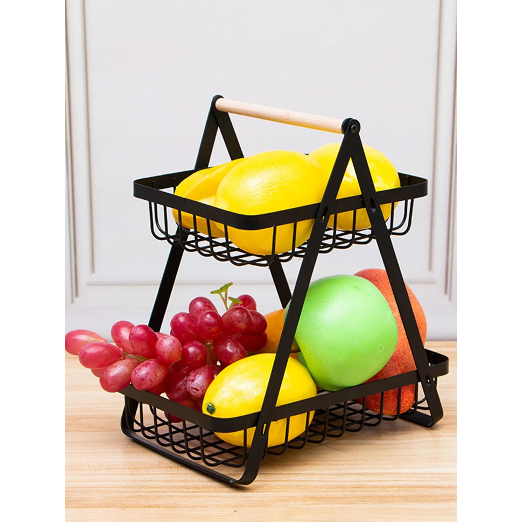 Cos de fructe dublu, ER4, Metal, Negru - eMAG.ro