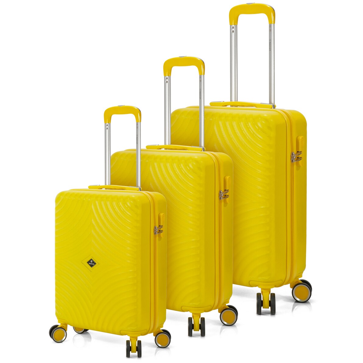 Set Trolere Benzi BZ 5687, ABS, 4 Roti Duble, 3 Piese, Galben - eMAG.ro