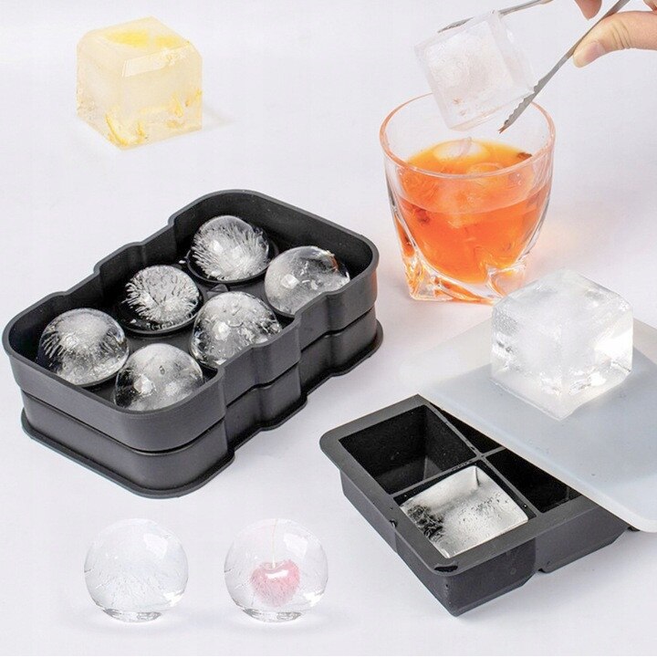 Set 2 forme pentru gheata cu capac, Zola®, rotunde si patrate, din ...