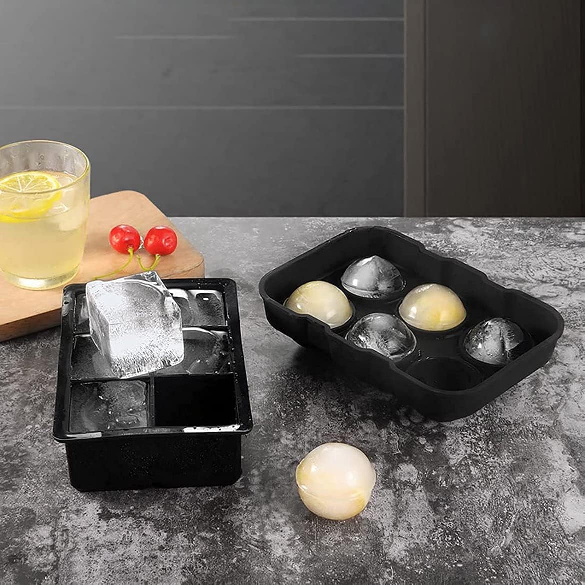Set 2 forme pentru gheata cu capac, Zola®, rotunde si patrate, din ...