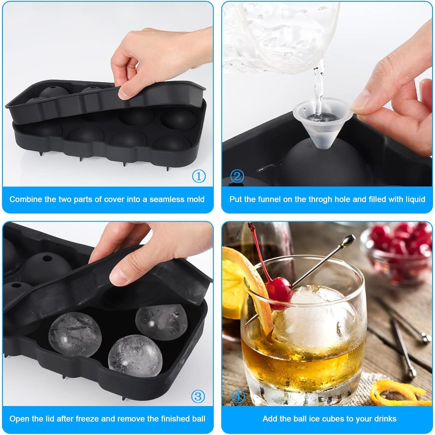 Set 2 forme pentru gheata cu capac, Zola®, rotunde si patrate, din ...