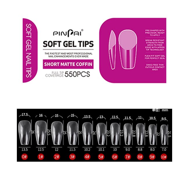 Tipsuri de unghii dizolvabile Short Matte Coffin Soft gel tips Pinpai ...