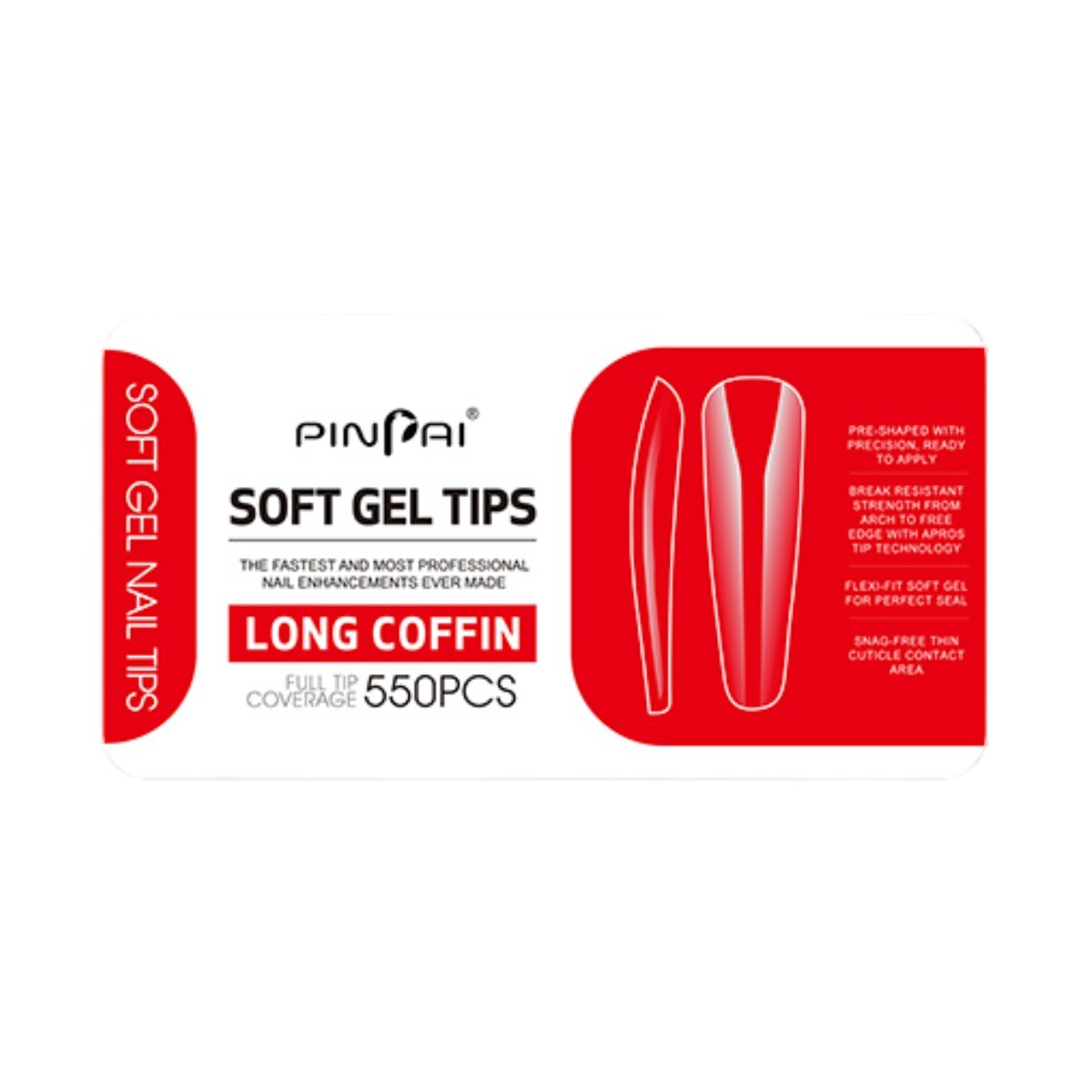 Tipsuri de unghii dizolvabile Long Coffin Soft gel tips Pinpai, 550 buc ...