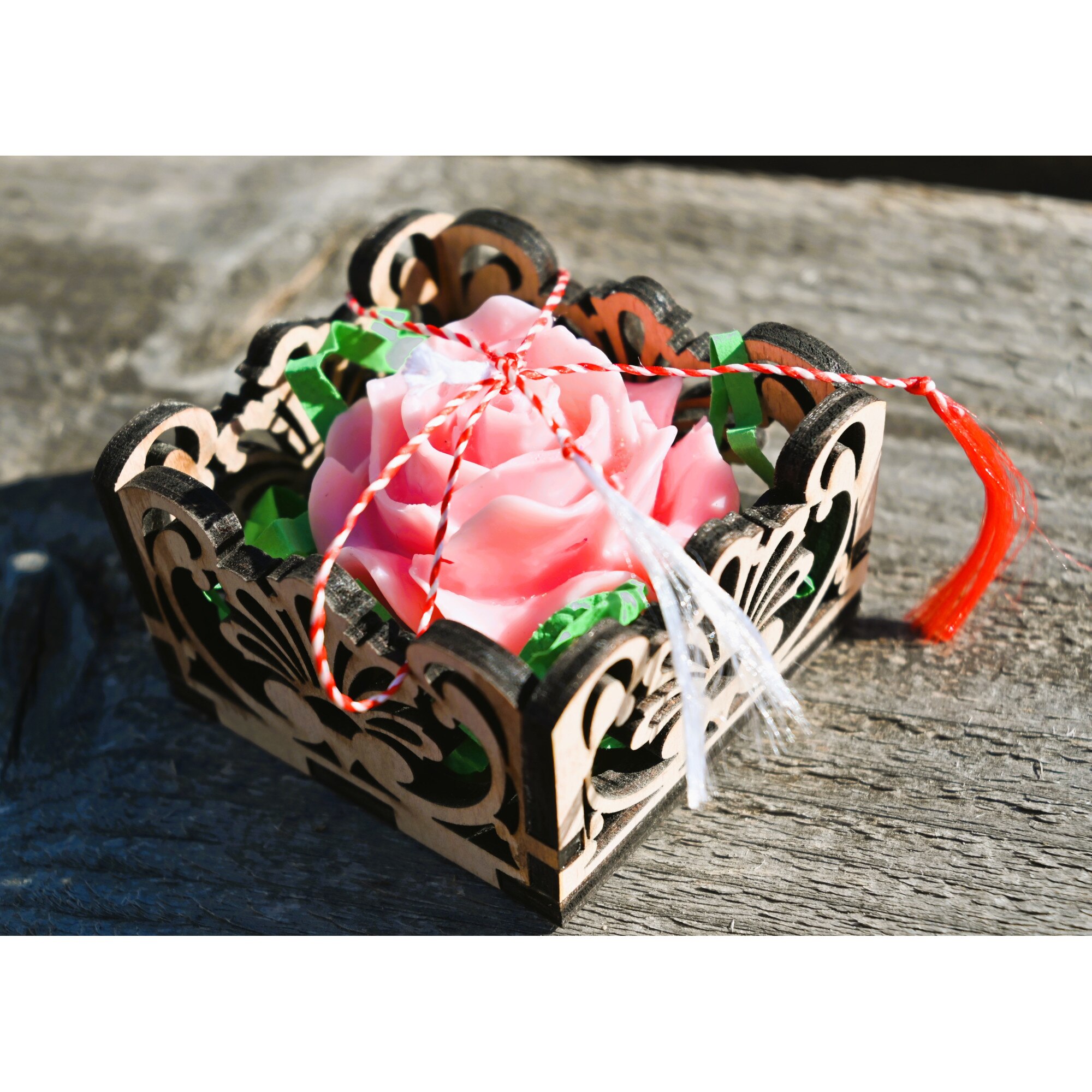 Cosulet decorativ Vintage Dream Mini, din lemn natur de plop, pentru ...