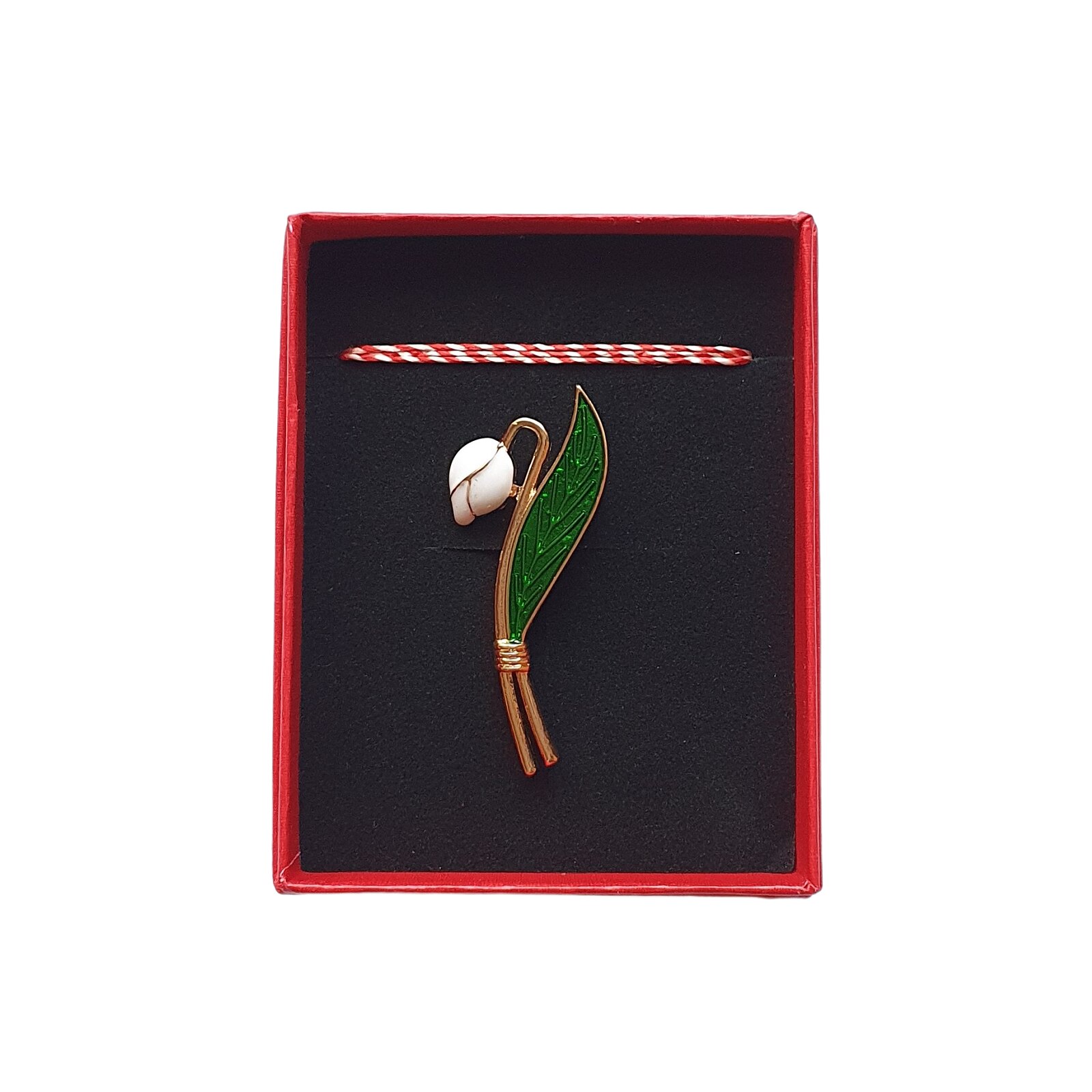 Martisor tip brosa, in cutiuta din carton, ghiocel, model P0965 - eMAG.ro