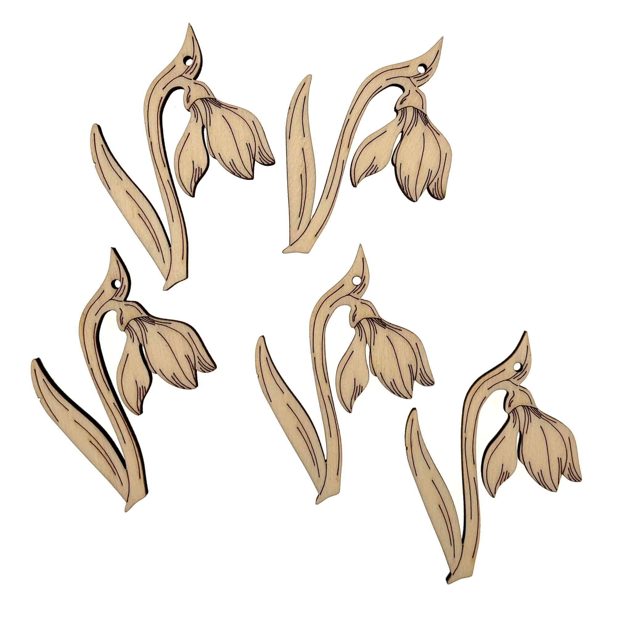 Set 100 buc martisoare ghiocel, din lemn, dimensiune 4 cm x 6 cm - eMAG.ro