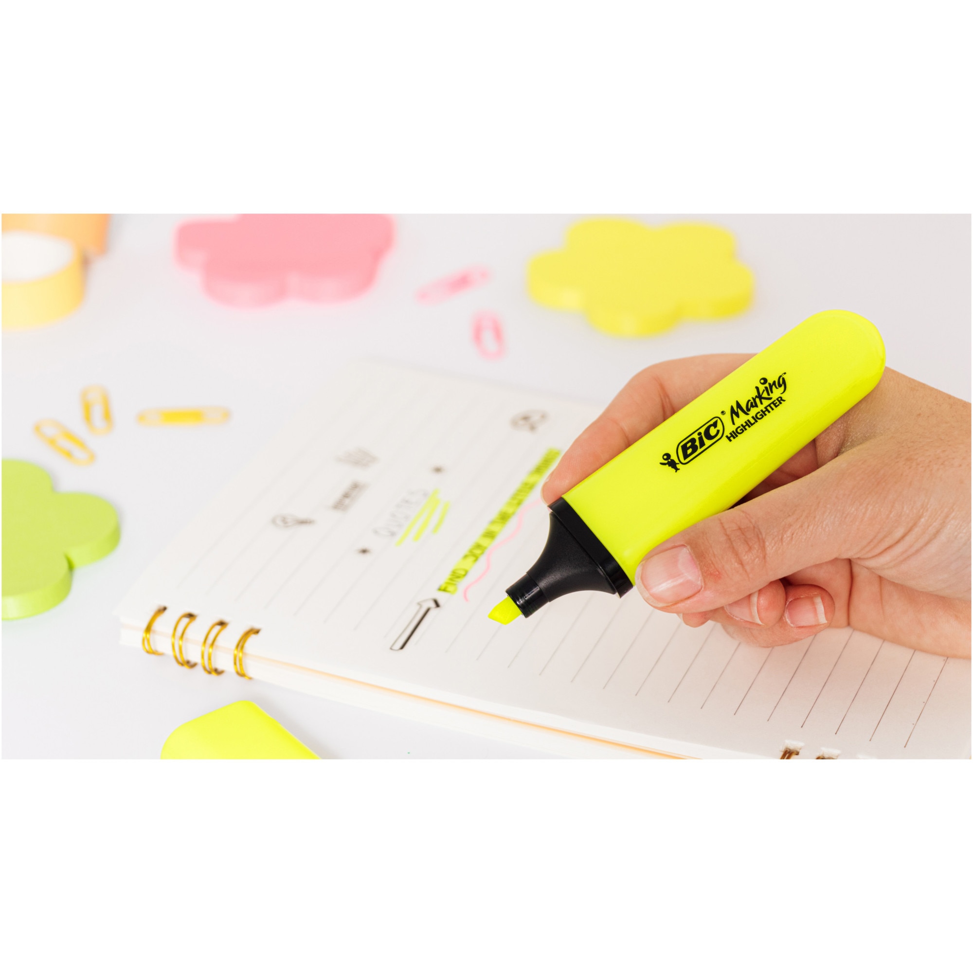 Маркери Highlighter, Плоски, Разнообразни неонови цветове, 4 броя ...