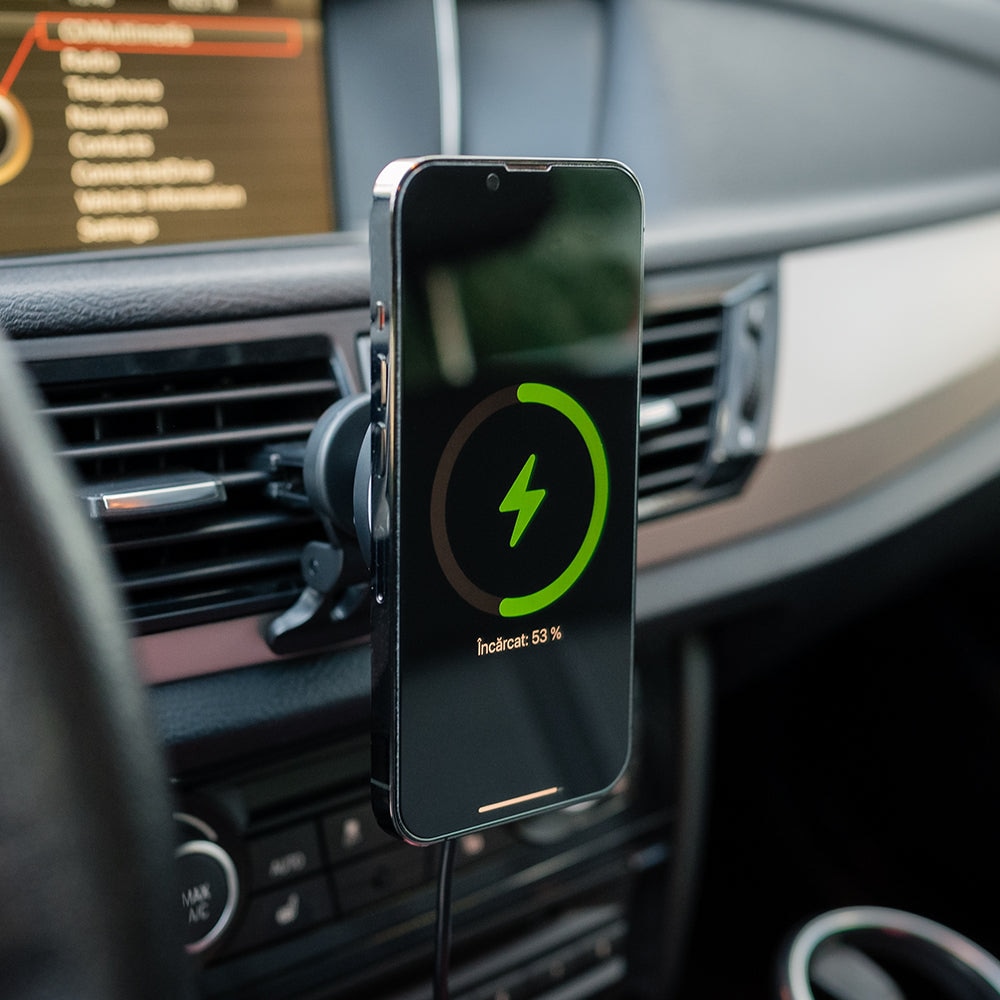 Incarcator auto wireless Tellur, compatibil MagSafe, 15W, Negru - eMAG.ro