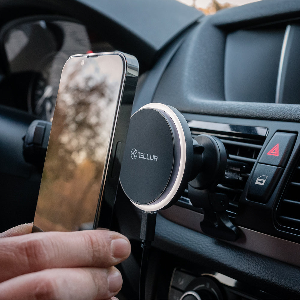 Incarcator auto wireless Tellur, compatibil MagSafe, 15W, Negru - eMAG.ro