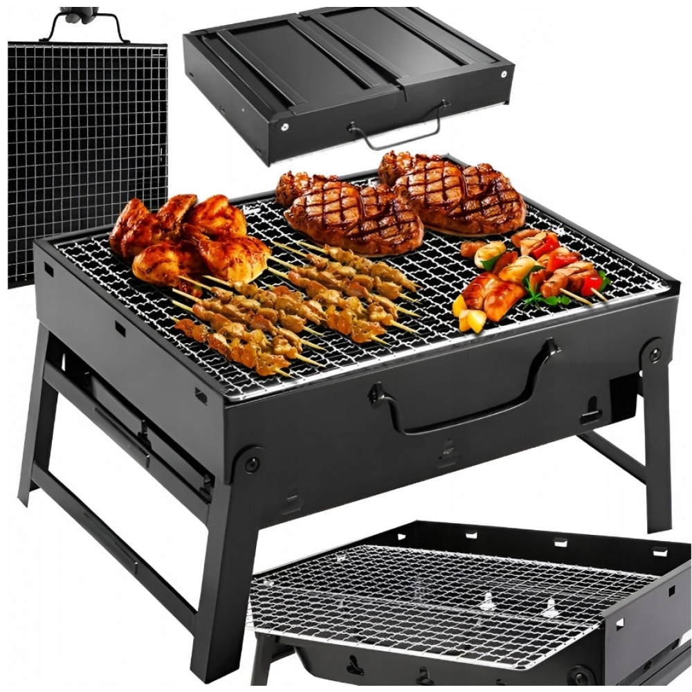 Gratar de Gradina/Camping pe carbuni, 2 kg greutate, portabil, picioare ...