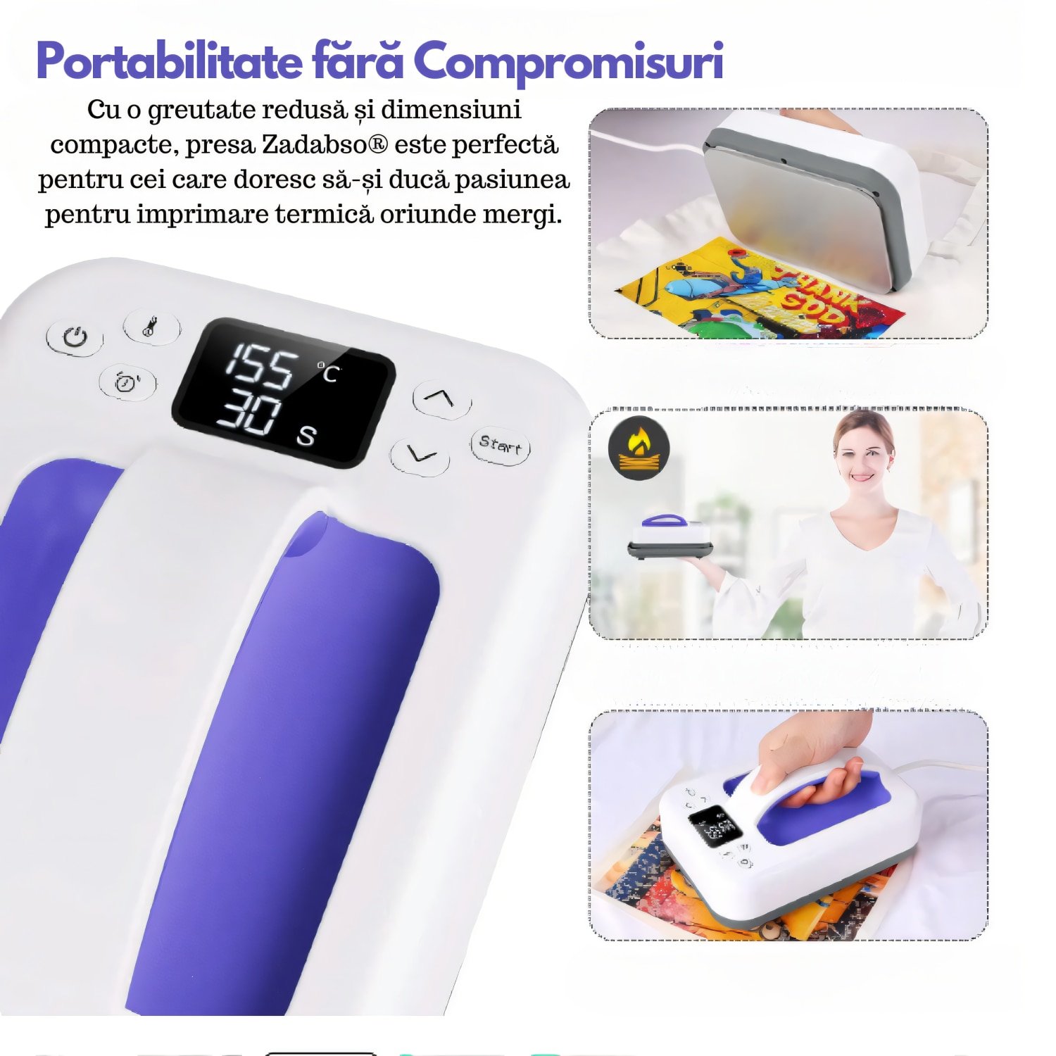 Presa imprimare termica, Zadabso®, multifunctionala, portabila, anti ...