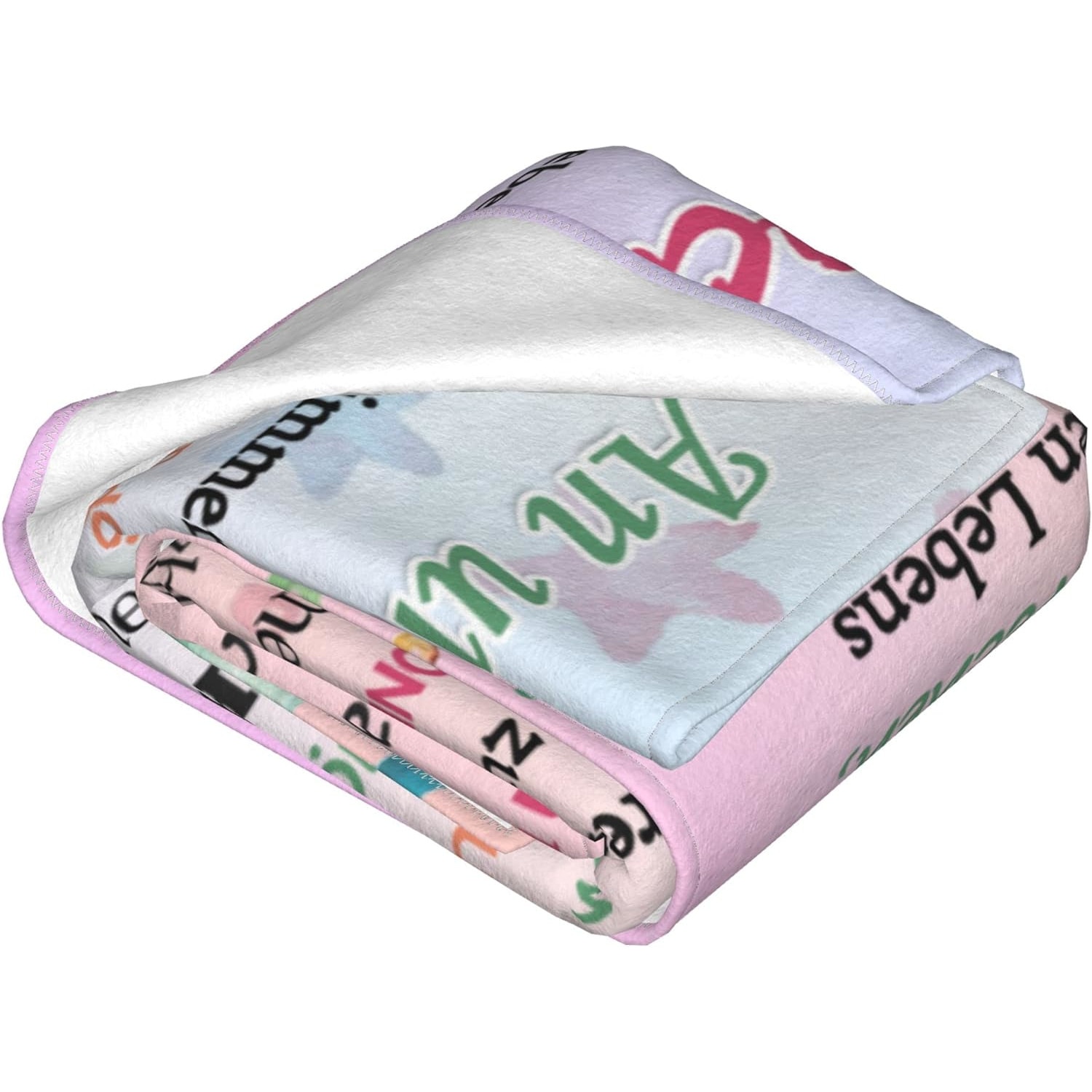 Patura roz cu model pufoasa din flanel moale pentru pat, 130 x 150 cm ...