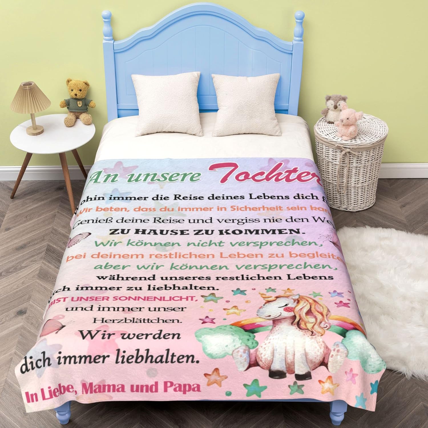 Patura roz cu model pufoasa din flanel moale pentru pat, 130 x 150 cm ...