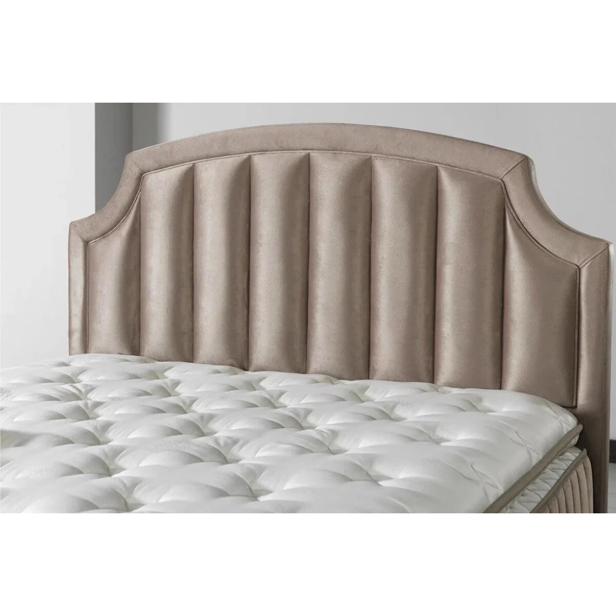 Set Pat tapitat KING, cu saltea si somiera incluse, bej, 180*200 cm ...