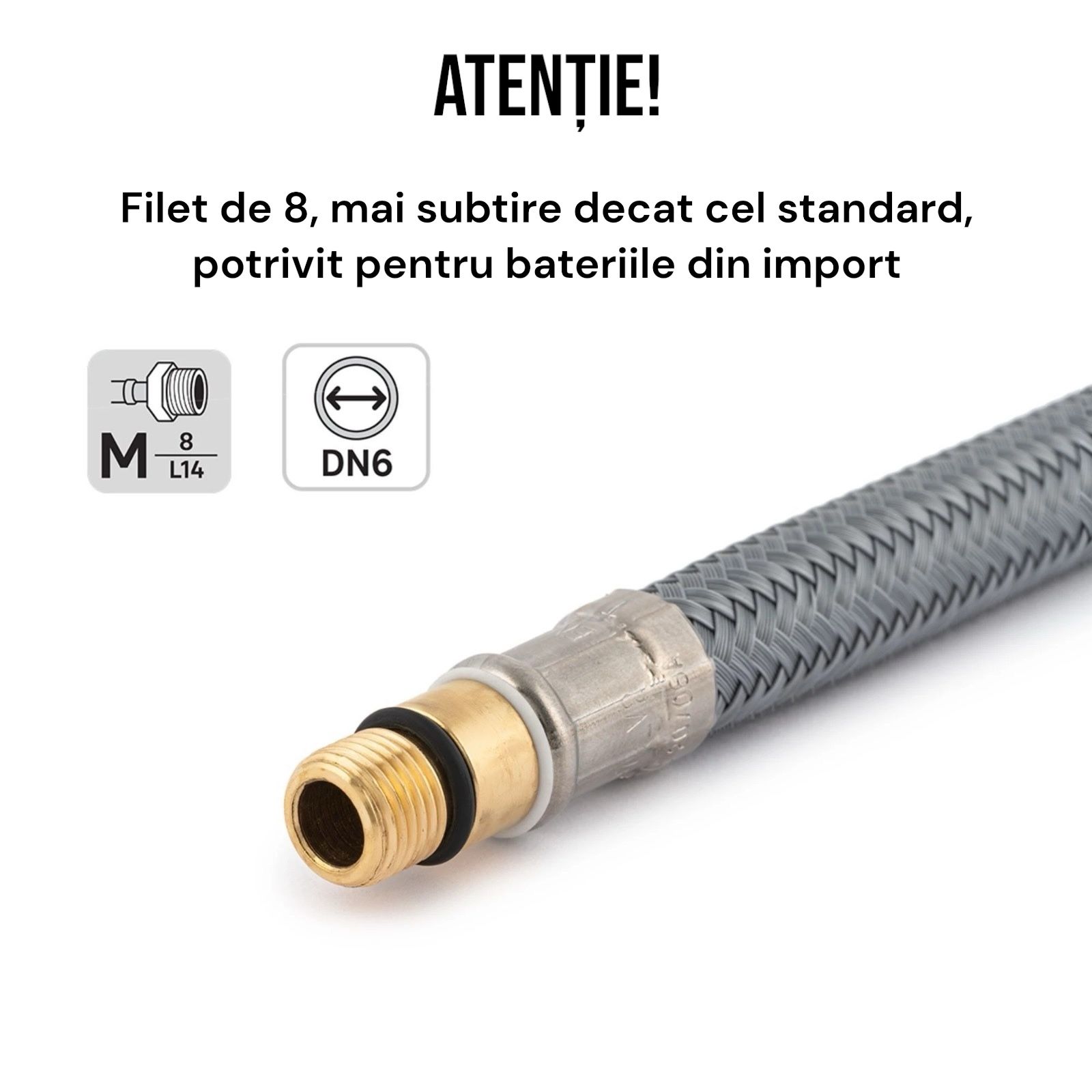 Racord flexibil subtire pentru baterie 1/2" filet M8, lungime 50cm, 2 ...