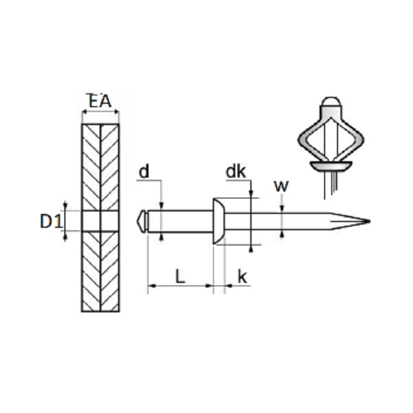 Set 10 nituri aluminiu Restagraf, 7.5 x 17 mm, pentru prindere elemente ...