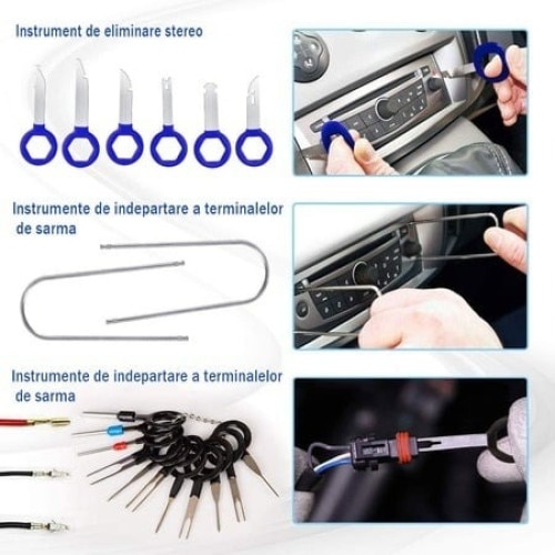 Trusa demontare interior auto 40 piese si set complet de 100 clipsuri ...