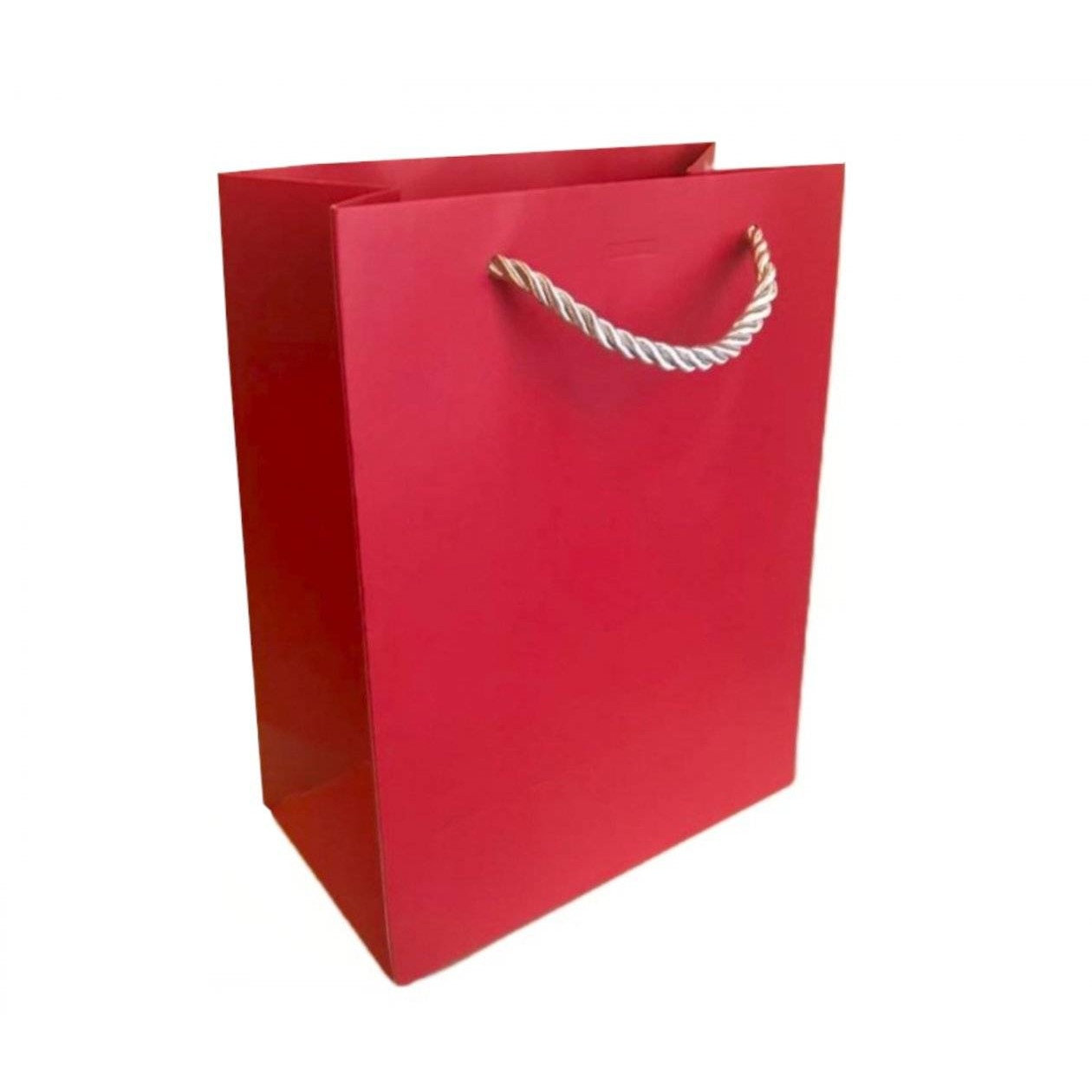 Set 10 Pungi de cadou, cu snur impletit catifelat, 18x10x23 cm, Rosu ...