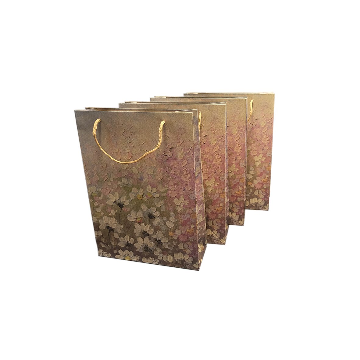 Punga cadou GN1 Lan cu flori, carton tare, 15x20x6 cm, set 4 buc - eMAG.ro