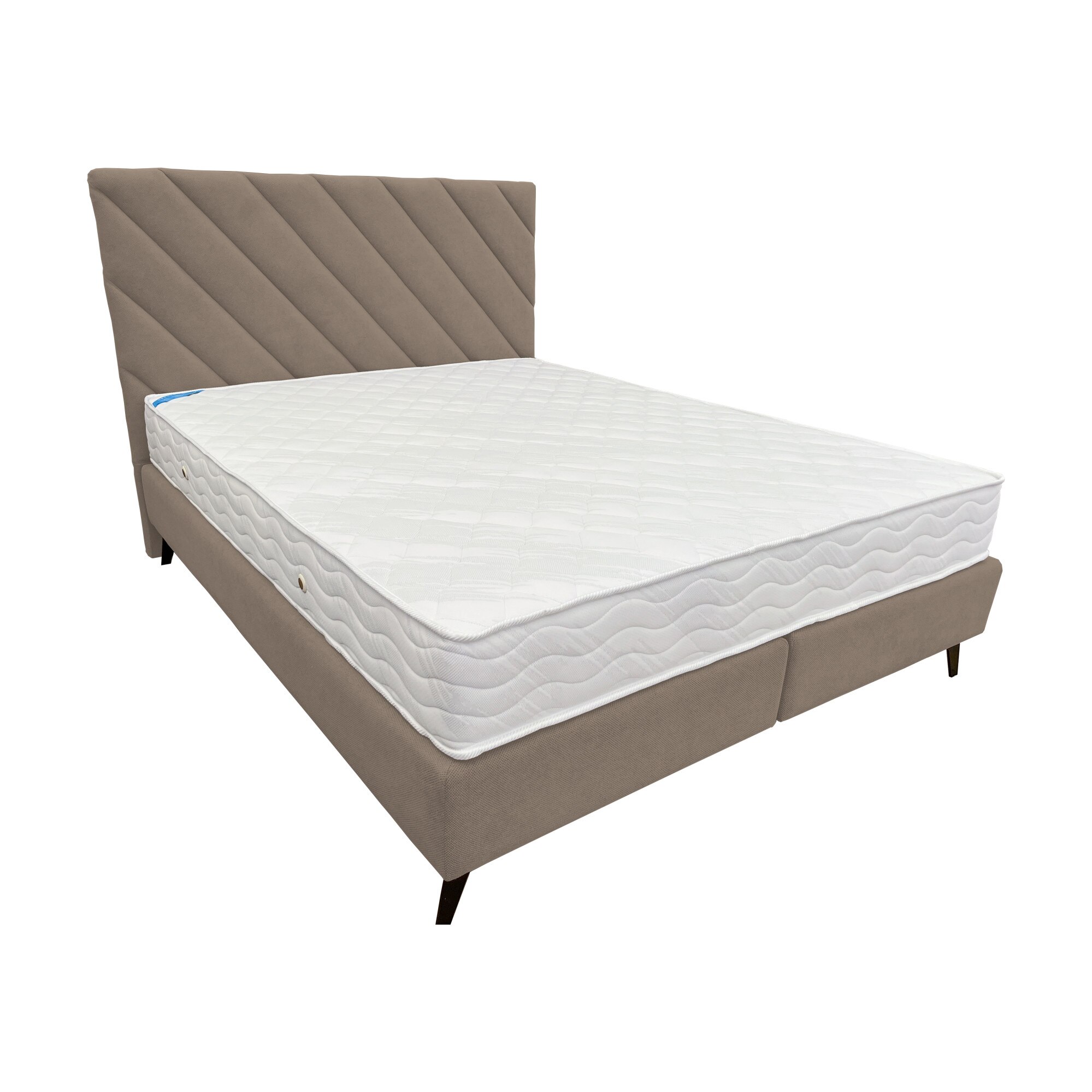 Pat tapitat Boxspring, Curio, crem inchis, C11, 160x200 cm - eMAG.ro